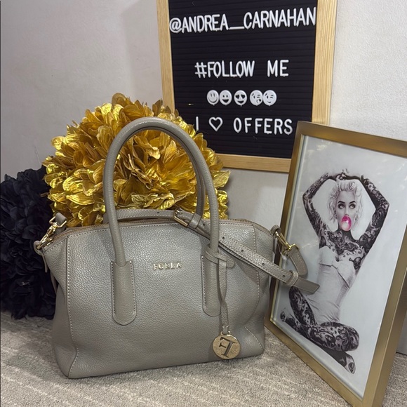 Furla | Bags | Furla Gray Satchel With Gold Hardware | Poshmark